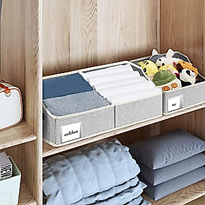 homsorout Storage Bins, 3 Pack Fabric Bins baskets for Closet Organization, Cube Storage Organizer Bins for Clothes, Toys, Books, Office Supplies, Grey