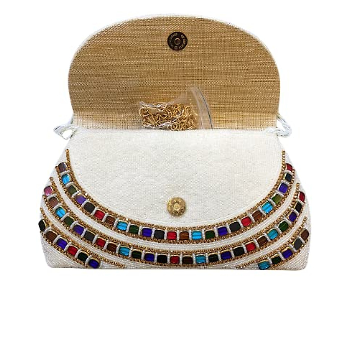 CRAFT BAZAAR Women Beaded Purse, Bridal Clutch with Beaded Wristlet, Wedding Clutch