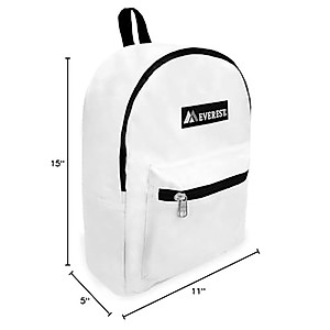 Everest Luggage Basic Backpack, White, Medium
