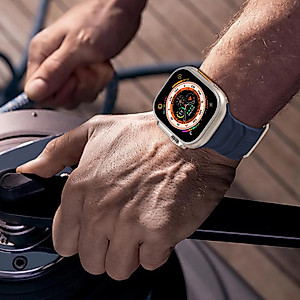 Seizehe Sport Bands Compatible with Apple Watch Ultra/Ultra 2 Band 49mm 45mm 44mm 42mm for Men, Soft Silicone Wristbands Replacement Strap for iWatch Ultra Bands Series 8/7/SE/6/5/4/3/2/1, 2 Packs