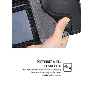 Arseaiy Case for Oppo Reno 6 Pro 5G（MediaTek） Flip Phone Case PU Leather Zipper Pocket Wallet Case Cover with Card Holder Kickstand Shell Black