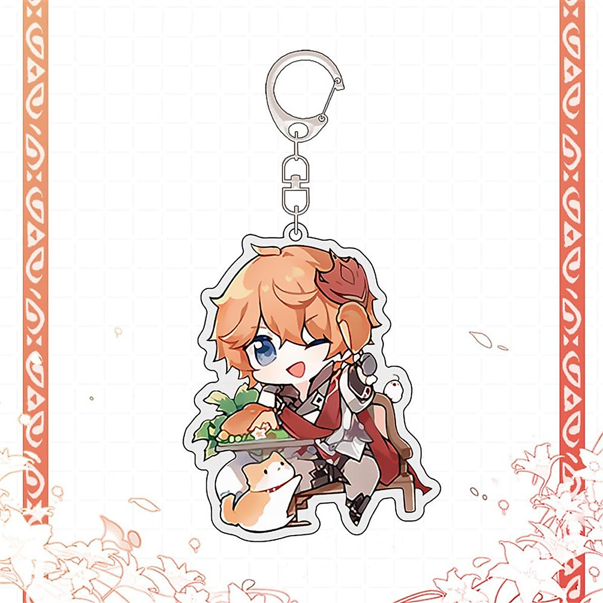 Genshin Impact Merch Box - Including Doll, Pillowcase, Hanging Picture, Acrylic Stand, Amulet, Keychain, Bell Pendant, 2 Brooch,30 Lomo card, 50 Sticker (Tartaglia), 25cmx20cmx7cm (BOX-YS001)