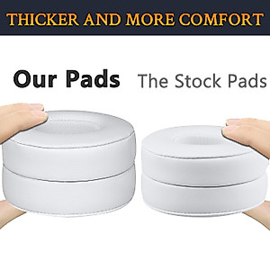 SoloWIT Earpads Cushions Replacement for Beats Solo 2 & Solo 3 Wireless On-Ear Headphones, Solo2 Solo3 Ear Pads with Soft Protein Leather, Added Thickness - (White)