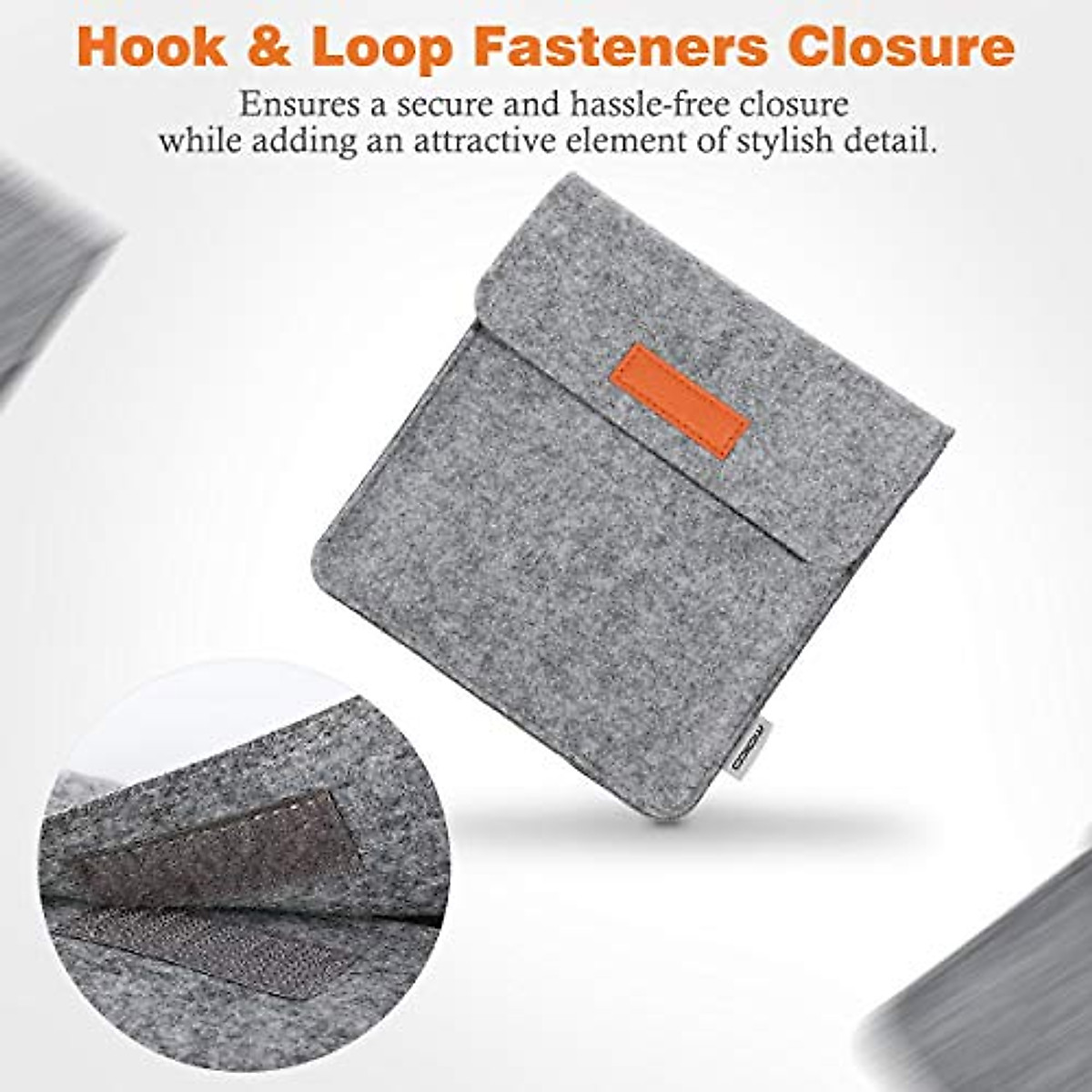 MoKo Sleeve Compatible with Kindle Oasis 2019/2017, Protective Felt Accessories Cover Case Pouch Bag with Dual Pockets Fits 7 Inch Kindle Oasis E-Reader, Light Gray