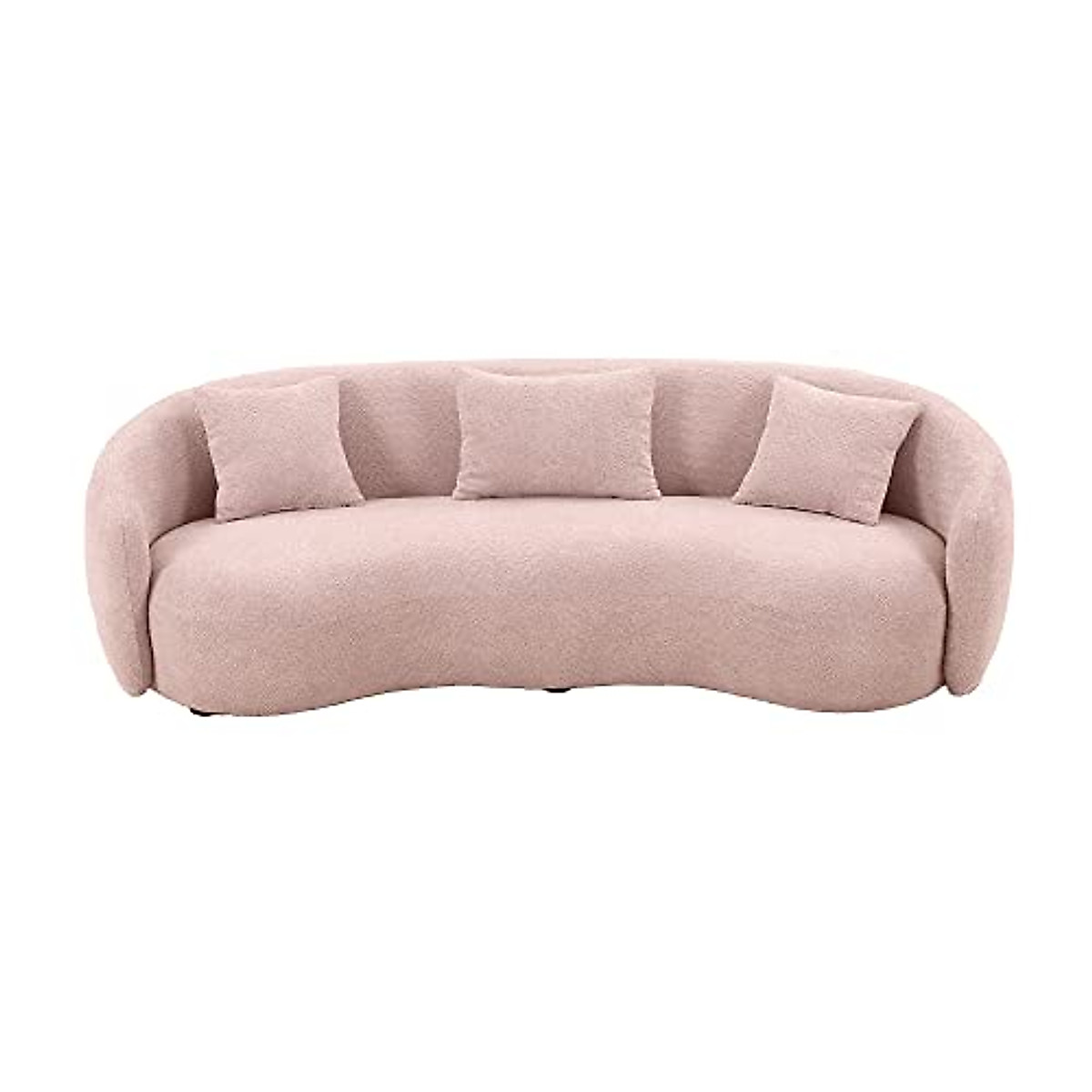 ERYE 93.6" Teddy Boucle Fabric Cloud Leisure Modern Comfy 4 Seaters Half-Moon Curved Couch,Beautiful Freestanding Sofa Perfect Shape More Decorative for Home Office Apartment Living Room, Pink