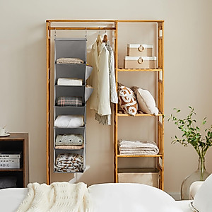 YOUDENOVA Hanging Closet Organizer, 6-Shelf Closet Hanging Storage Shelves, 2 Packs, Light Grey