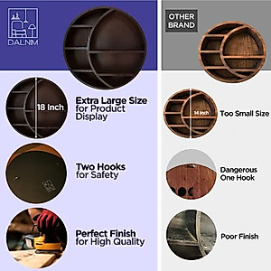 DalNim Extra-Large 18-inch – Premium Moon Shelf – Brown Shelves for Wall Decor – Wooden Display Shelves with 2 Secure Hooks – Healing Crystal and Stone Shelf for Living Room, Meditation Room, Nursery