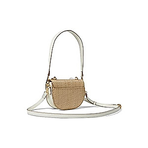 Anne Klein Mini Convertible Shoulder Bag with Resin Chain, Straw Weave/Anne White/Anne White