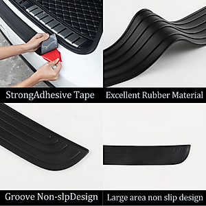 SINGARO Car Rear Bumper Protector, 41inch x3.5inch Car/SUV Universal Rubber Anti-Scratch Trunk Exterior Accessories（Black）