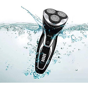 MAX-T Men Electric Razor, Rechargeable Wet & Dry Rotary Electric Shaver for Men (Black)