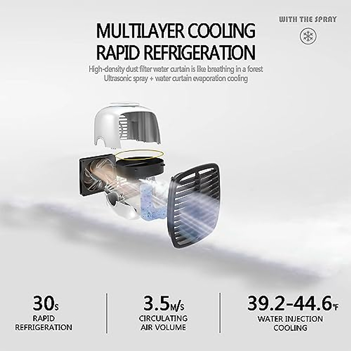 Portable Air Conditioner,Upgraded 4 in 1 Personal， Continuously Viable, USB Desk Evaporative Air Cooler for Home,Bedroom, Office,Camping and Dorm | Easy Installation and Rechargeable