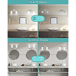 Sailstar 2-Light Bathroom Light Fixtures Over Mirror, Brushed Nickel Vanity Lights, Modern Bathroom Vanity Light, Glass Shade & Anti-Rust Nickel Finished, Bathroom Light for Small Space