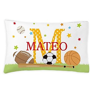 Let's Make Memories My Own Name Pillowcase, Personalized with Name, Polyester, Plush Fleece - Sports