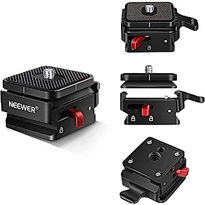 NEEWER Quick Release Plate, Camera Mount Adapter with 1/4" and 3/8" Screw Thread, Quick Release System for Tripod, Monopod, Stabilizer, Slider, Max. Load 11lb/5kg (QRP-1)