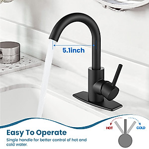 Airuida Matte Black Bar Sink Faucet Single Hole Single Handle Bathroom Sink Faucet Kitchen Small Prep Wet Farmhouse RV Lavatory Vanity Mixer Tap 360 Degree Swivel Spout with Pop Up Drain