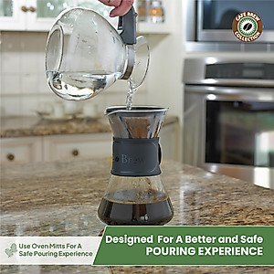 CAFÉ BREW COLLECTION Borosilicate Glass Stove Top Whistling Tea Kettle - Best BPA Free Whistling Tea Kettle - Best Glass Tea Kettle - 12 Cup Stovetop Glass Whistling Tea Kettle by Medelco