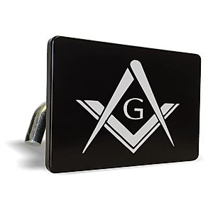 Free Mason (Design) Premium Quality Anodized Billet Aluminum Laser Etched UV Resistant Metal Trailer/Tow Hitch Cover for 2" Receivers, Luxury Product for Truck, SUV or Car