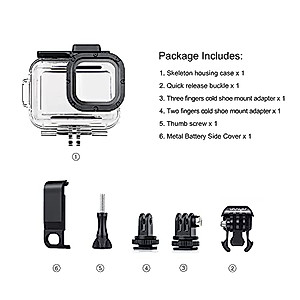 SOONSUN Skeleton Protective Housing Case for GoPro Hero 11 Black / Hero 10 Black / Hero 9 Black - Includes Aluminum Battery Cover Side Door with Charging Port, Charging Without Removing Housing Case