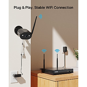 ZOSI 2K 3MP Wireless Security Camera System Outdoor Indoor, 4 x 3MP WiFi IP Camera and H.265+ 8CH NVR with 1TB Hard Drive for 24/7 Recording, Night Vision, Motion Alert, Remote Control