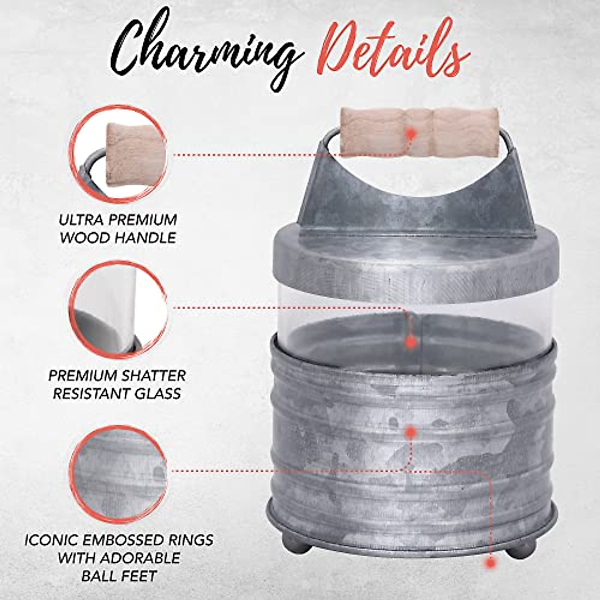 Autumn Alley Rustic Bathroom Accessories Set 4 - Galvanized Farmhouse Soap Dispenser, Rustic Toothbrush Holder, 2 Apothecary Jars Qtip Holder - Rustic Bathroom Decor – Farmhouse Bathroom Accessories