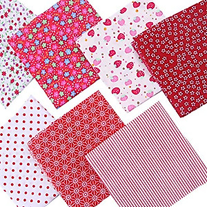 ABOOFAN Cotton Sheets Cotton Sheets Craft Fabric Bundle Patchwork Squares Floral Printed Cotton Craft Fabric for Home Cloth DIY Artcraft Accessory (Red) Floral Bed Sheets Cotton Bed Sheets