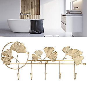 Syuanmuer Wall Coat Rack,Ginkgo Leaf Design Wall Mounted Coat Rack, Heavy Duty Wooden Wall Coat Hanger for Clothes Hat Keys