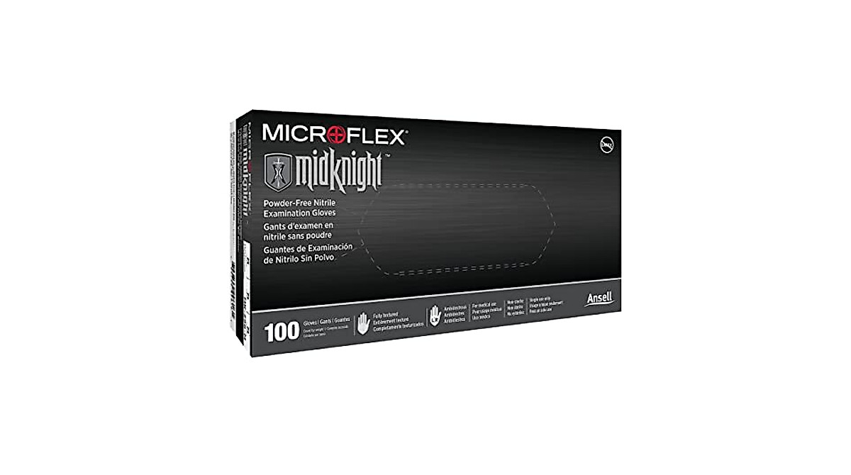 Microflex MK-296 Black Disposable Nitrile Gloves, Latex-Free, Powder ...