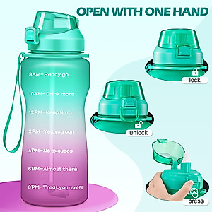 4AMinLA Motivational Water Bottle 2.2L/64oz Half Gallon Jug with Straw and Time Marker Large Capacity Leakproof BPA Free Fitness Sports Water Bottle