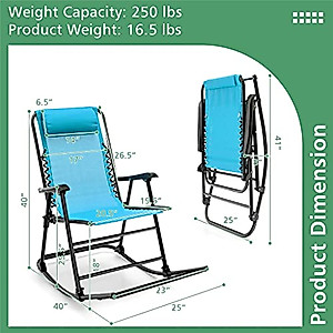 ZLDXDP 2 Piece Patio Camping Rocking Chair Folding Rocking Chair Footrest