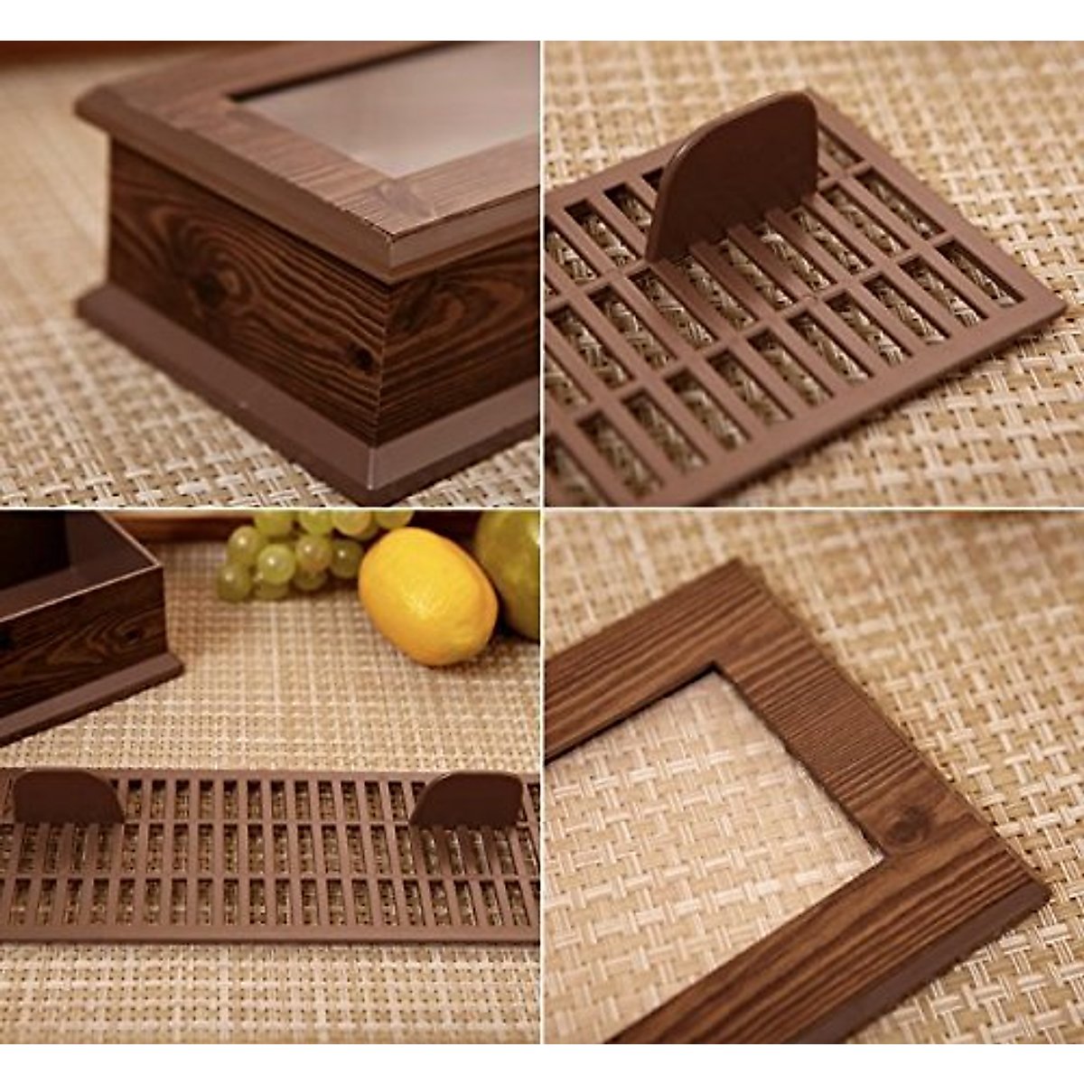 Living Chef Kitchen Chopsticks Spoon Organization Storage Box with Open Window Tree Wave Pattern Design