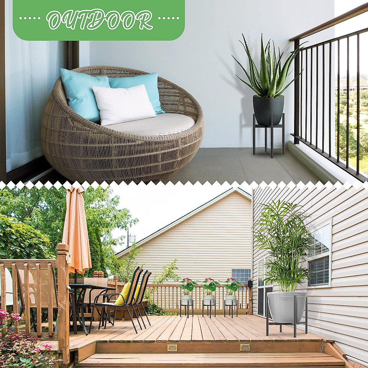 DTICON Adjustable Metal Plant Stand, Black Plant Stands Fit 8 to 12 Inches Pots, Mid Century Modern Corner Plant Stand, Heavy Duty Large Flower Single Tall Plants Holder for Indoor and Outdoor