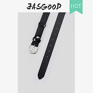 JASGOOD Women Leather Belt for Jeans Pants Plus Size Western Design Belt Alloy Buckle, Suit Waist Size 26-30 Inches, A-Black