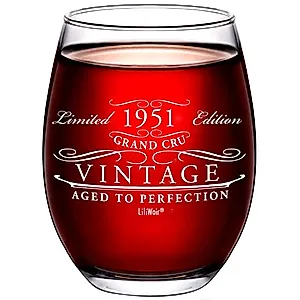 1951 72nd Birthday Gifts Women Men | Birthday Gift for Woman Man turning 72 | Funny 72 nd Party Supplies Decorations Ideas | Seventy Two Year Old Bday Wine Glass | 72 Years Gag Vintage Presents Womens