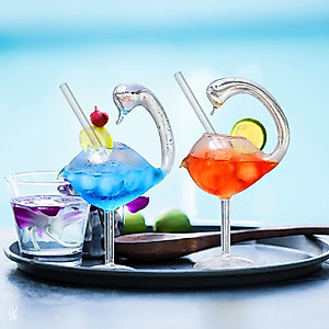 [Gift Set]-Swan Cocktail Glass 6 oz Creative Drinking Glasses Unique Wine Glasses Set of 2 Margarita Glass Martini Glasses Suitable for Cocktail, Wine, Martini, Tequila