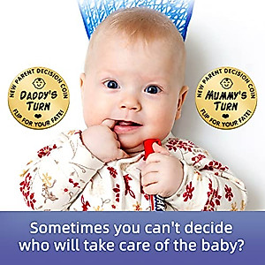 Huwane New Parent Decision Coin Flip for Your Fate, Mummy’s Turn or Daddy’s Turn, Mom Dad Coin Flip New Baby Gift for Wife, Husband, Mother’s Day, Father’s Day, Christmas, Birthday