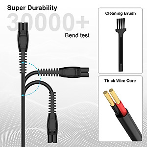 2Packs Charger Cord for Philips Norelco Multigroom Series 9000 7000 5000 3000 MG9510 MG7910 MG5910 Shaver USB Adapter Cable with Cleaning Brush