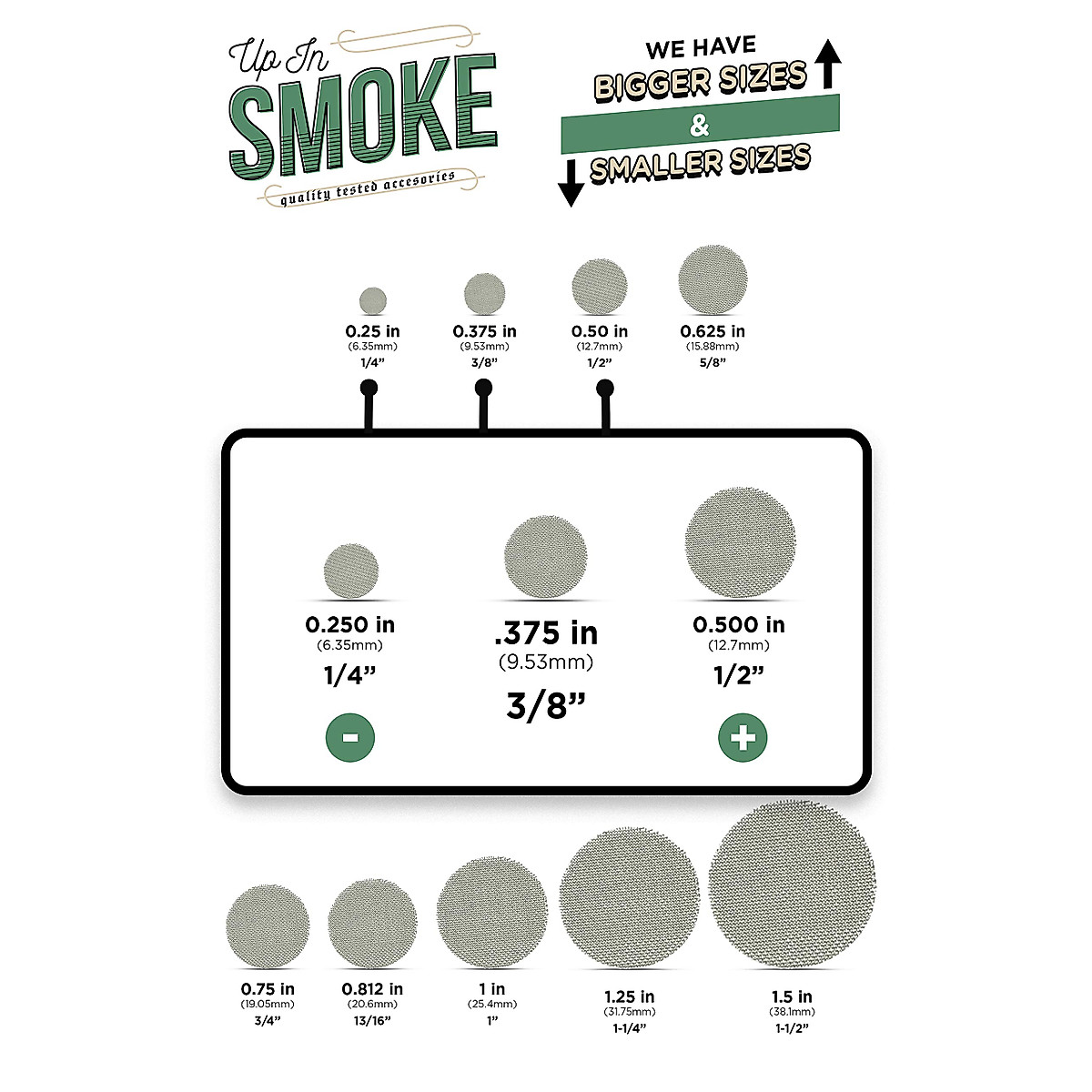 Made in The USA - 50 3/8 Inch (.375") 304 Stainless Steel Premium Pipe Screen Filters