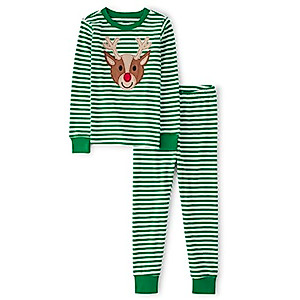 Gymboree,unisex-child,Gymmie Long Sleeve and Pant Cotton 2-Piece Pajama Sets, Big Kid, Toddler,Rudolph,5T