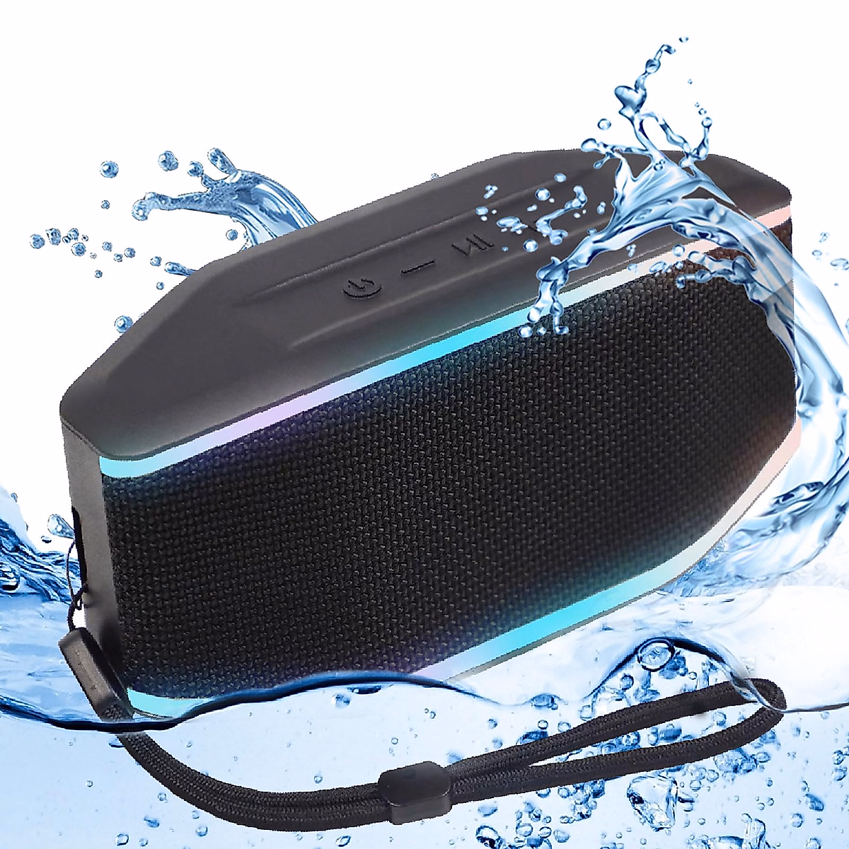 Bluetooth Speaker, Portable Bluetooth Speakers, IPX7 Waterproof Wireless Speaker with Colorful Flashing Lights, Stereo Sound, Deep Bass, TWS Dual Pairing, Built-in Mic, for Home, Party, Outdoor, Beach
