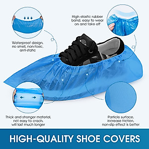 Disposable Shoe Covers Disposable Waterproof Slip Resistant Shoe Covers 100 Packs(50 Pairs) Fits Up to Size 11 US Men and 13 US Women, Blue