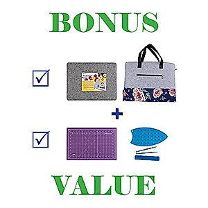 Wool Pressing Mat for Quilting - 100% New Zealand Wool Ironing Mat for Quilters, Mat for Table Top Crafts, Bonus Bag, Cutting Mat, Silicone Iron Rest & Sewing Tools - 13.5x17 Wool Mat for Ironing