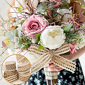 7 Rolls 14 Yards Burlap Lace Jute Ribbon for Crafts, Christmas Ribbon for Gift Wrapping, Burlap Ribbon for Holiday Party Wedding Invitations Flowers Bouquets Rustic Home Decorations