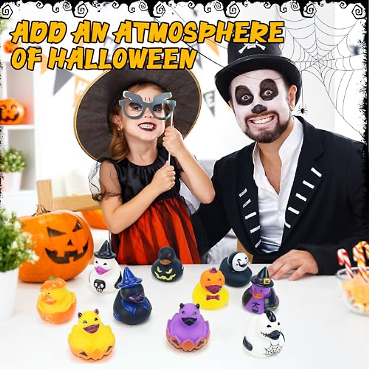 QPEY Halloween Rubber Ducks: 20 PCS Assorted 2 Inch Rubber Ducks, 10 Styles, Perfect for Jeeps Ducking, Party Favors, Decor, Gifts, Ages 3+