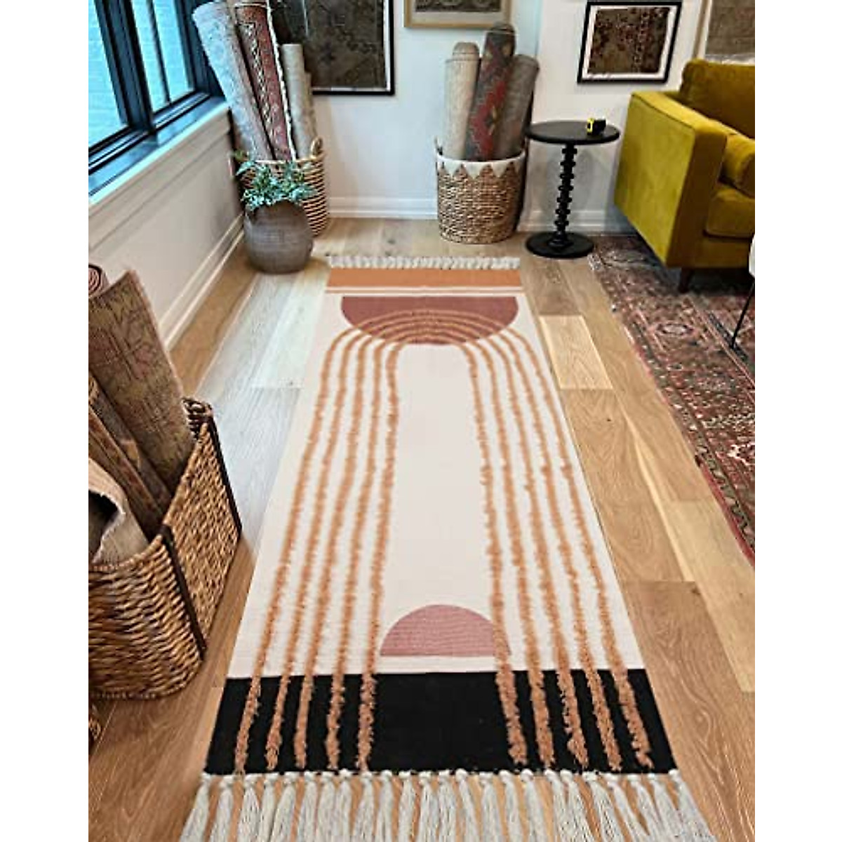 LEEVAN Hallway Runner Rug 2'x6' Washable Entryway Rug, Throw Rugs for Living Room Boho Runner Rug Woven Bedroom Rug Cotton Bathroom Rugs Farmhouse Long Carpet for Sink Foyer