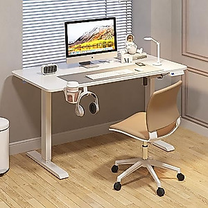 LCVXYERQ 63x24inch Adjustable Desk Stand up Desk Electric Standing Desk Adjustable Height Sit Stand Home Office Desk Including Splice Table Plate White
