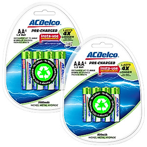 ACDelco 2-Hour Fast Battery Charger Includes AA Rechargeable Batteries and Car Adapter, 4 Count