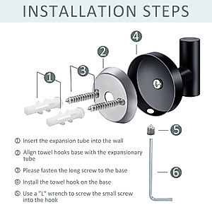 Moptrek Hooks, Bathroom Hook SUS 304 Stainless Steel Heavy Duty Door Hanger Coat Robe Clothes Modern Wall Hook Holder for Bathroom Kitchen Bedroom Pool Hotel 4 Packs (Matte Black)