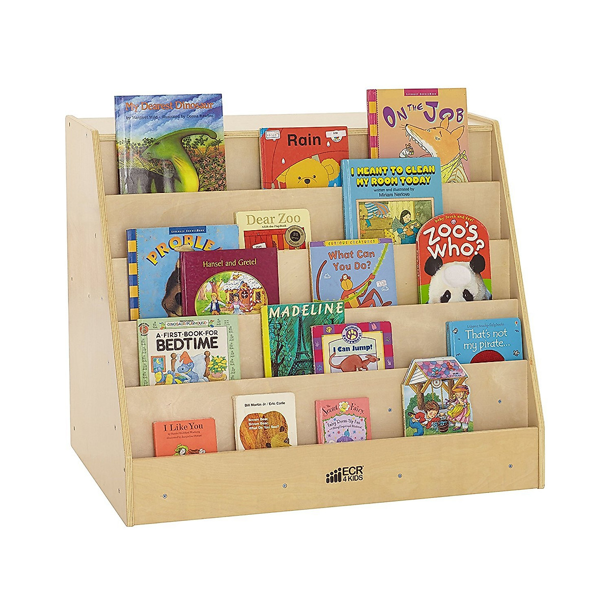ECR4Kids Double-Sided Mobile Book Display with Storage, Classroom Bookshelf, Natural