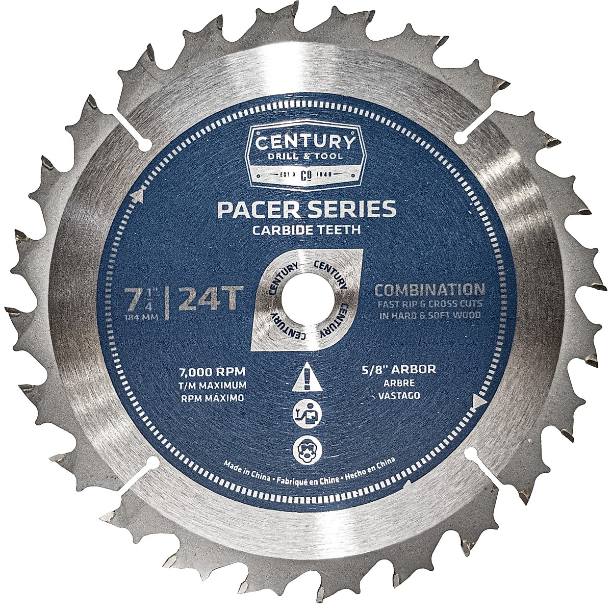Century Drill & Tool 09103 Pacer General Purpose Circular Saw Framing Blade, 7-1/4" 24T, 10-Pack