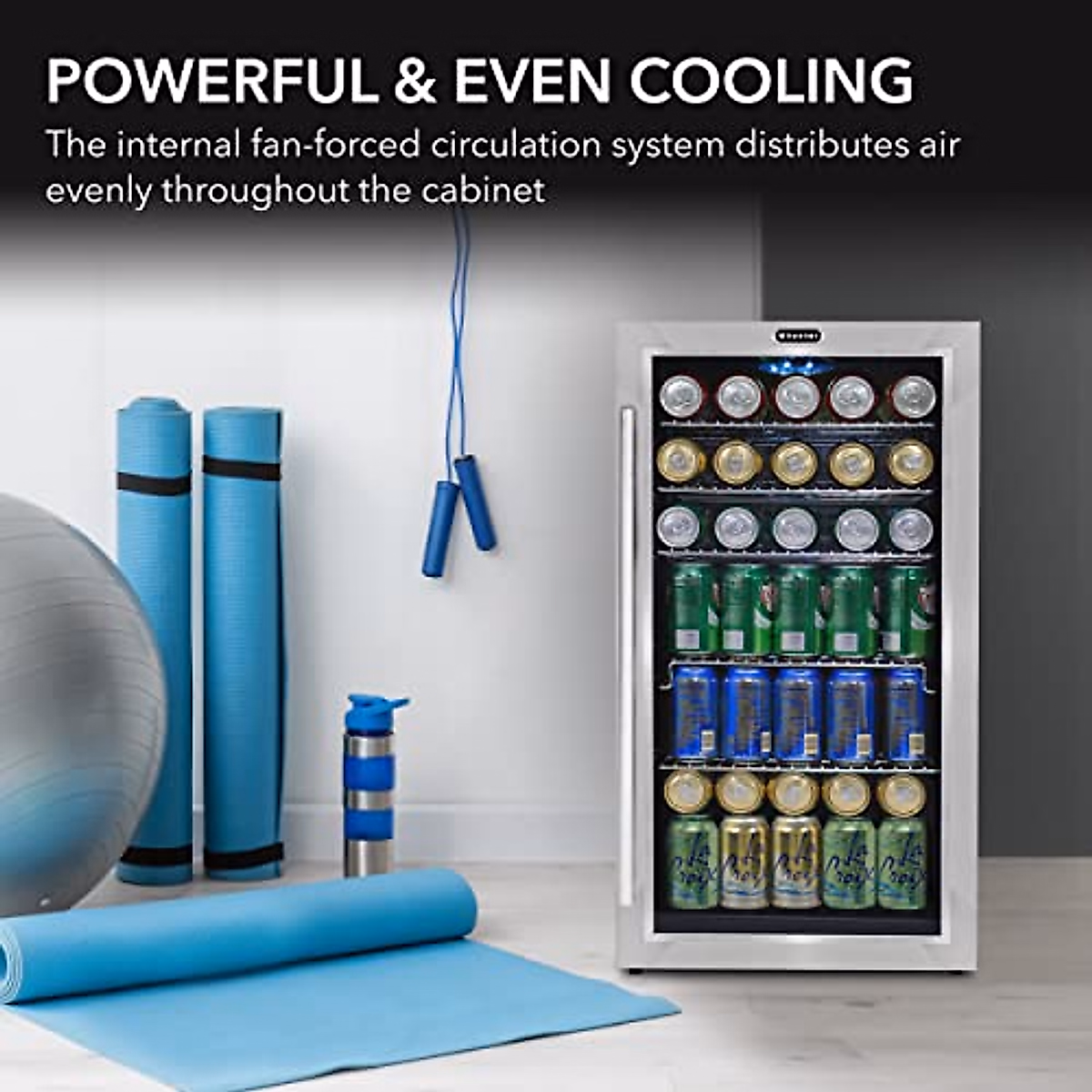 Whynter BR-130SB Beverage Refrigerator with Internal Fan – Stainless Steel 120-Can Capacity